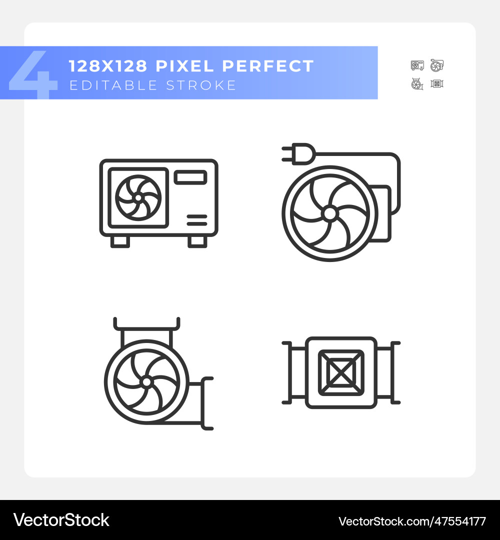 Hvac equipment linear icons set Royalty Free Vector Image