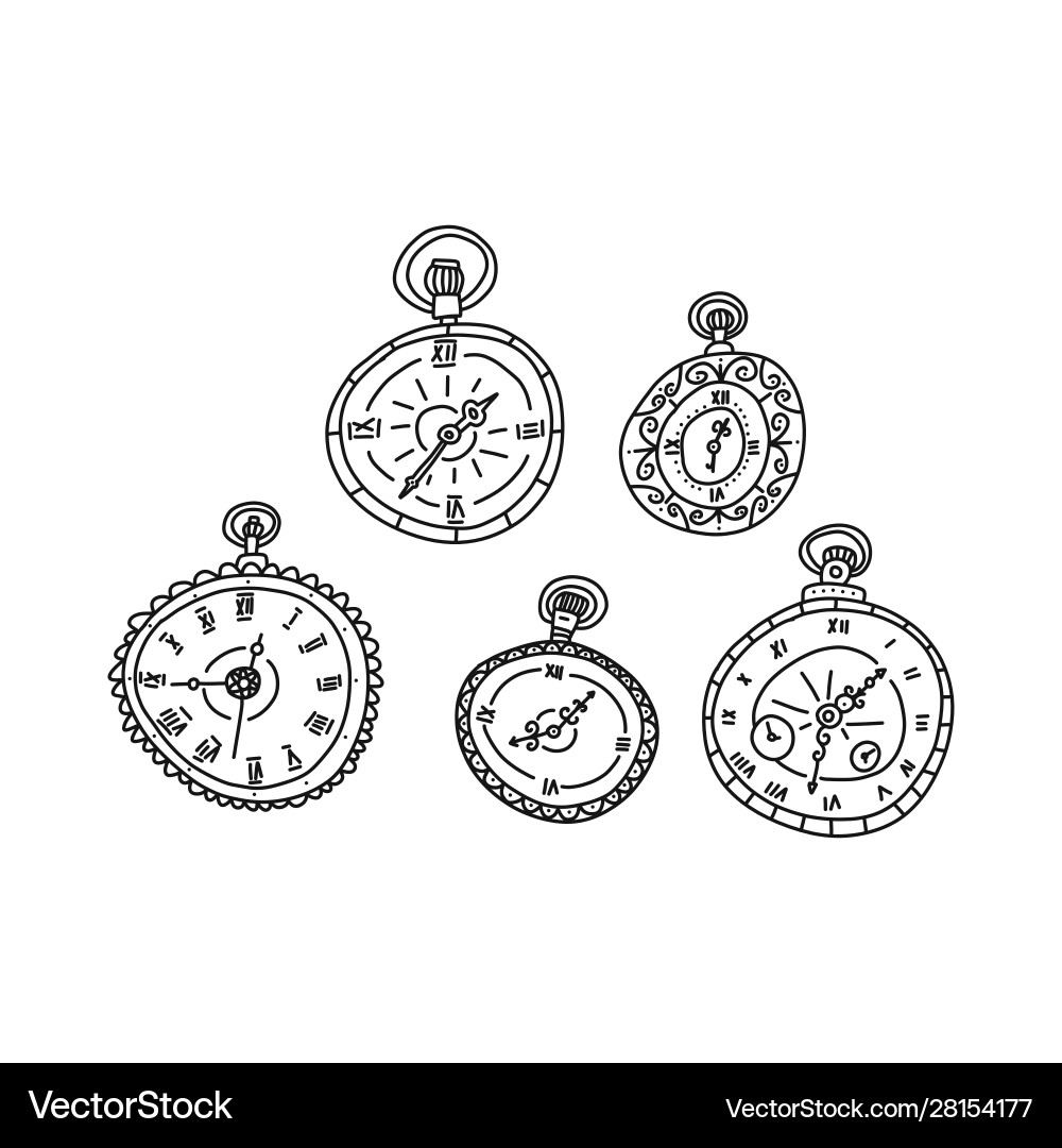 Informative flyer pocket watch sketch hand drawn Vector Image