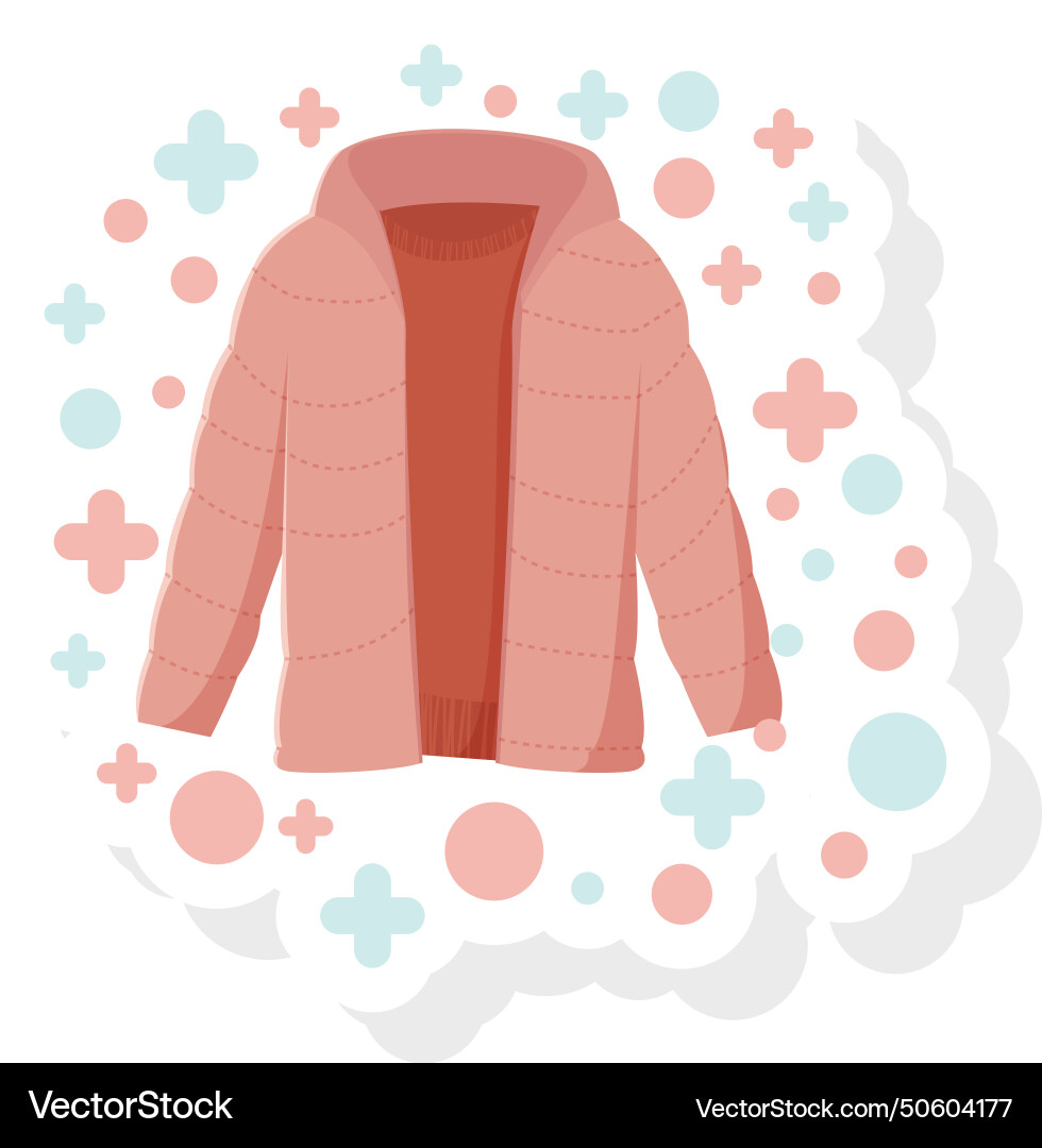 Open down jacket sticker Royalty Free Vector Image