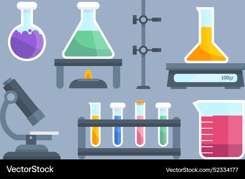 Science lab objects set Royalty Free Vector Image
