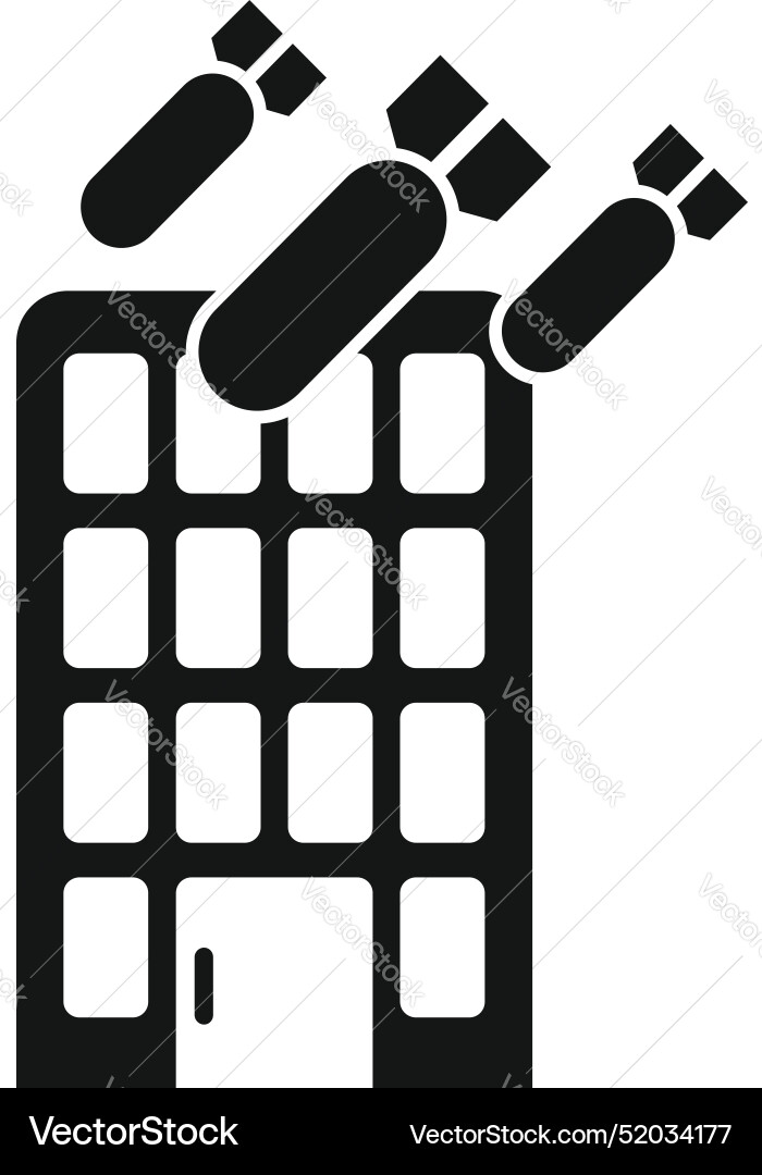 Three bombs falling on building during wartime Vector Image