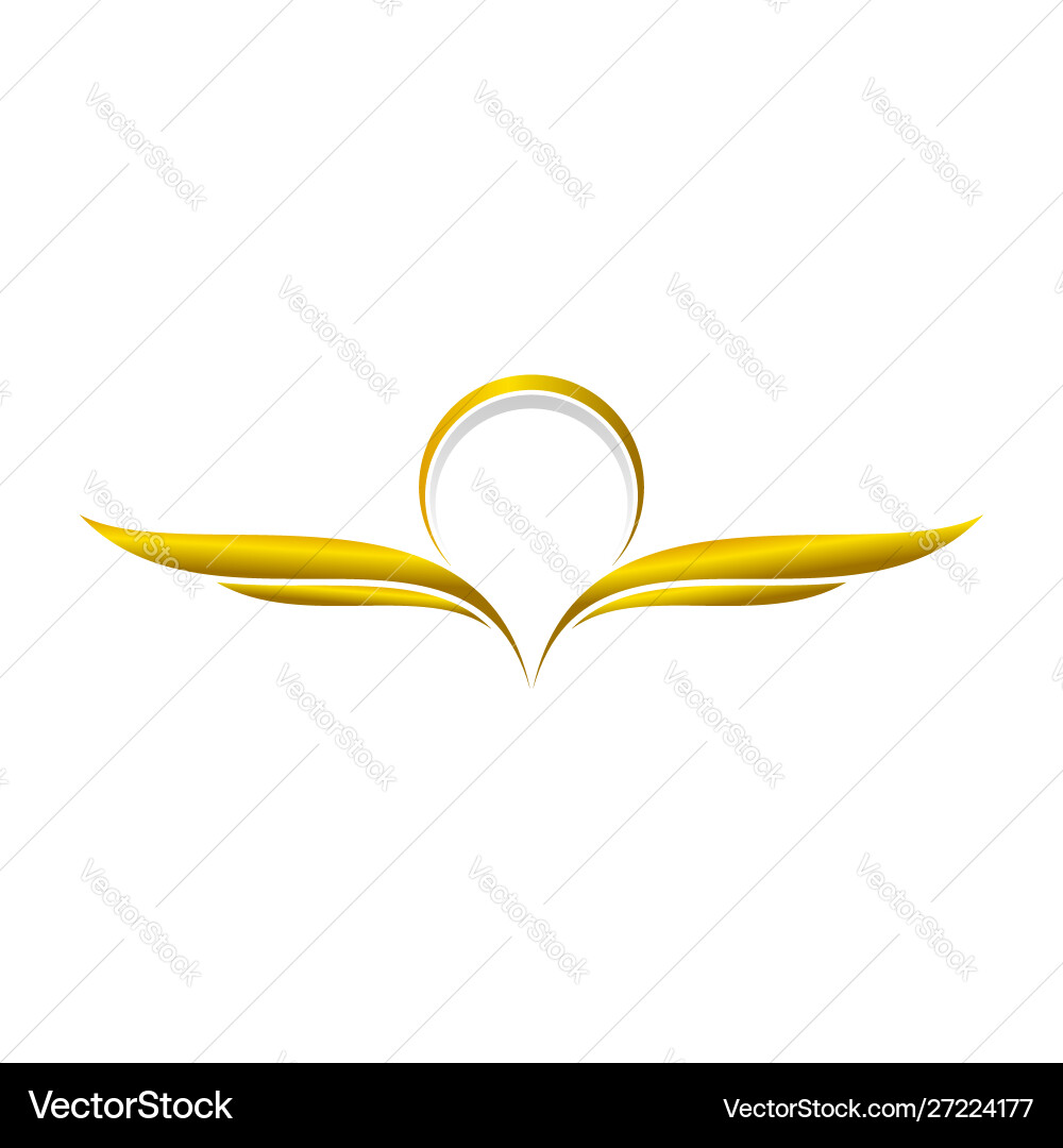 Winged celestial golden swoosh symbol design Vector Image