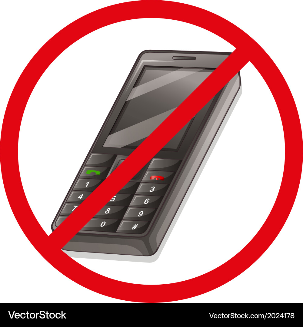A cellphone with red sign Royalty Free Vector Image
