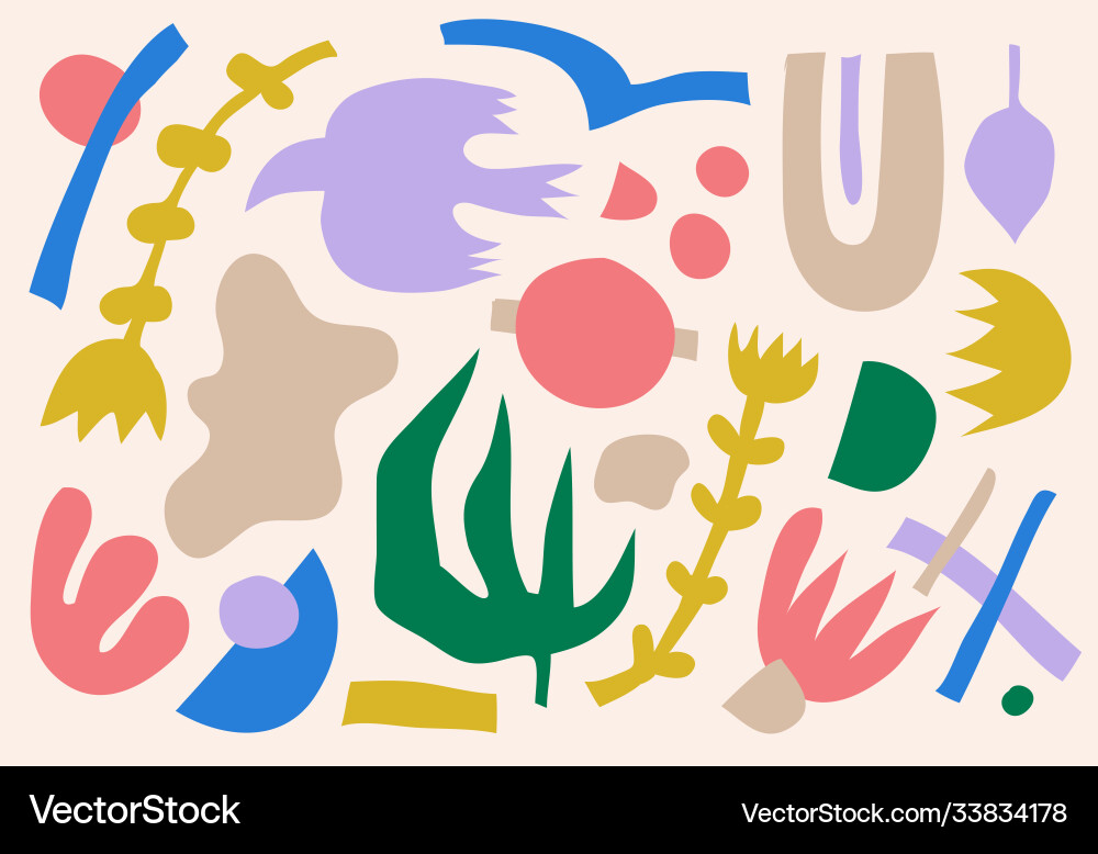 Collage pattern background hand drawn Royalty Free Vector
