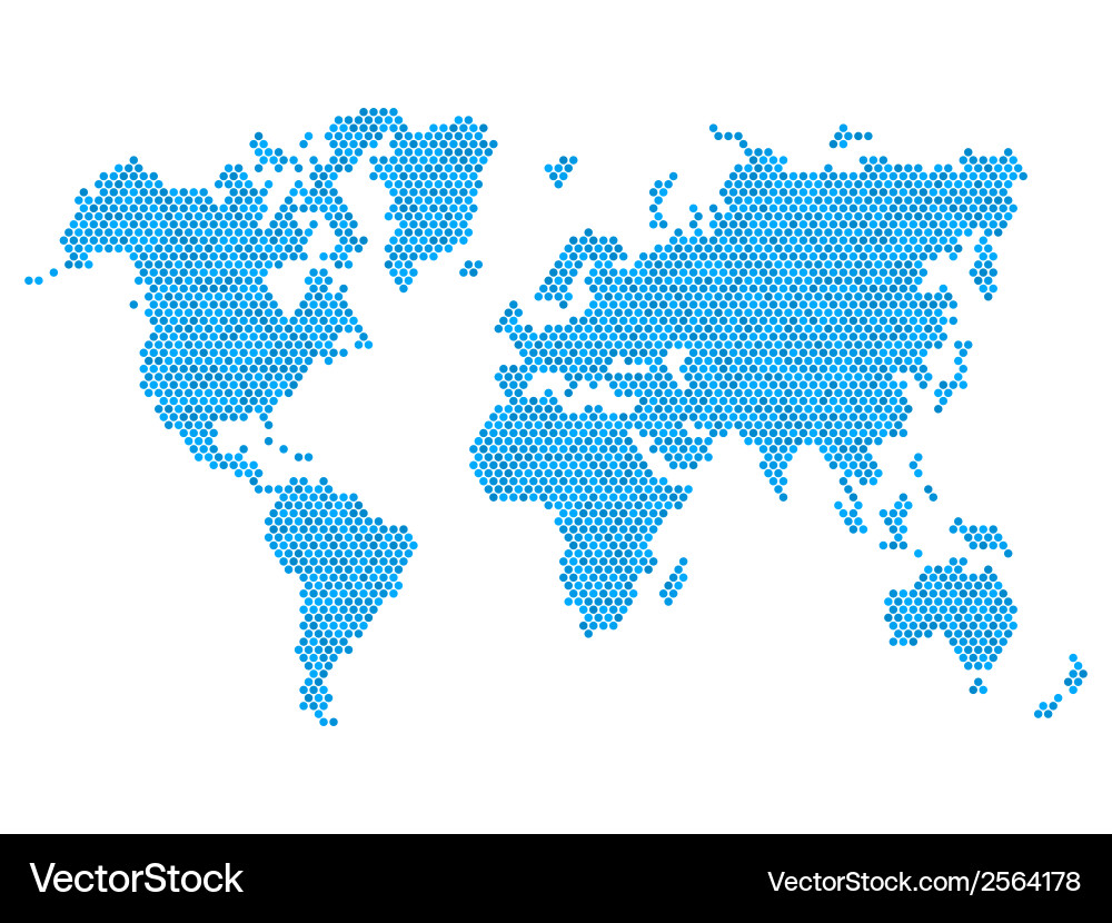 Dotted blue world map isolated on white Royalty Free Vector