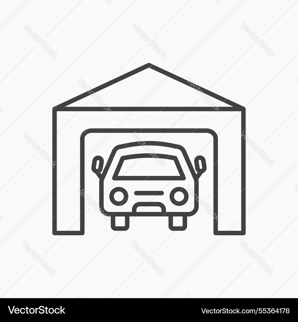 Garage car icon isolated in black line Royalty Free Vector