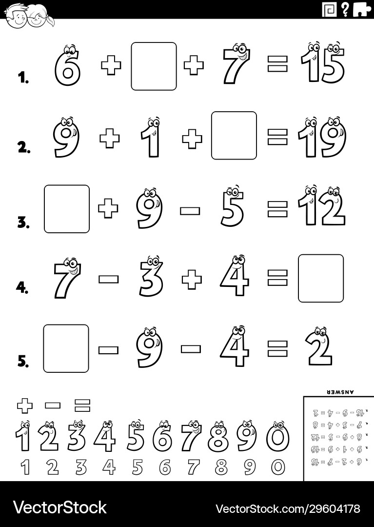 Mathe Berechnung Bildungsarbeitsblatt Seite Vektorbild