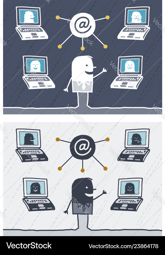 Networking colored cartoon Royalty Free Vector Image