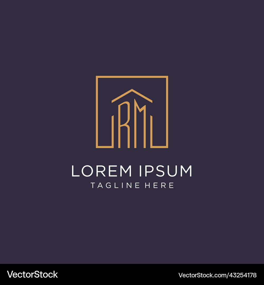 Rm initial square logo design modern and luxury Vector Image