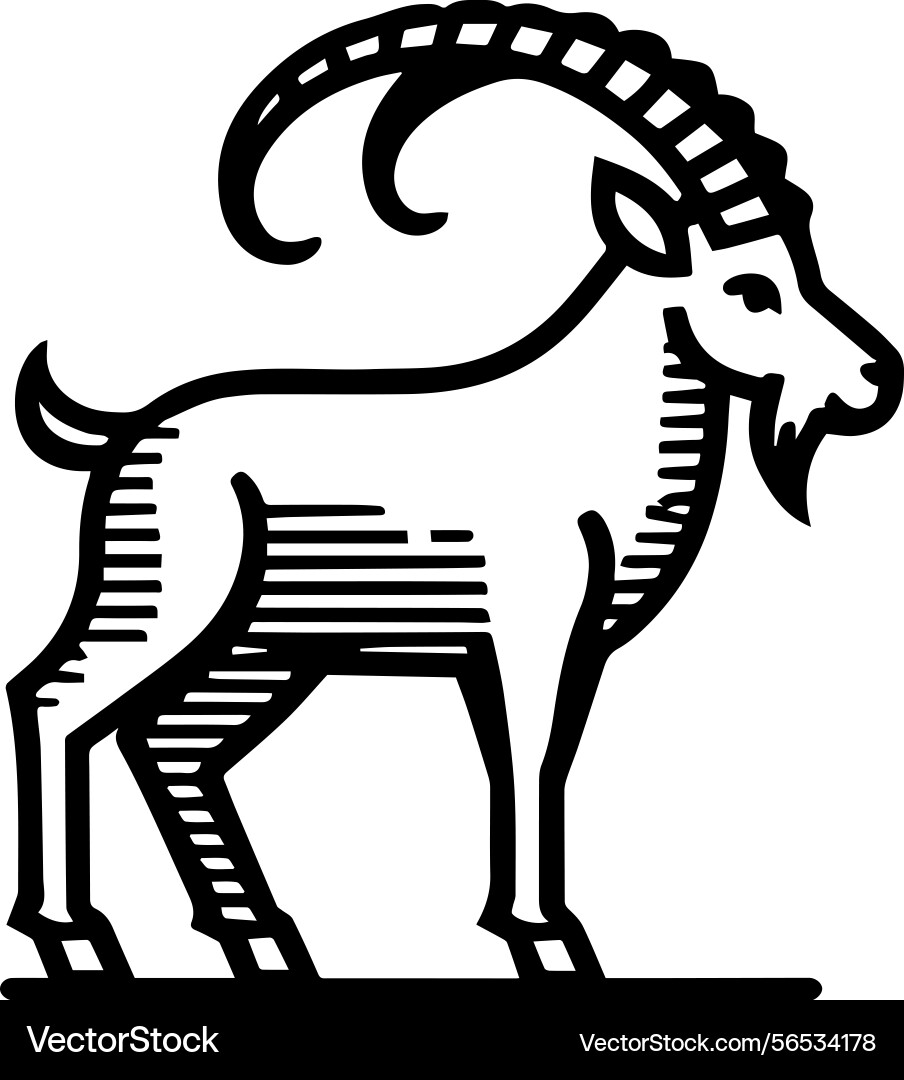 Simple icon of a alpine ibex logo design Vector Image