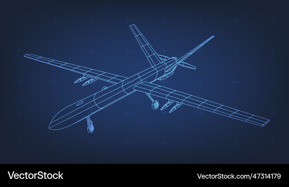 3D Wireframe Drone Model Royalty Free Vector Image