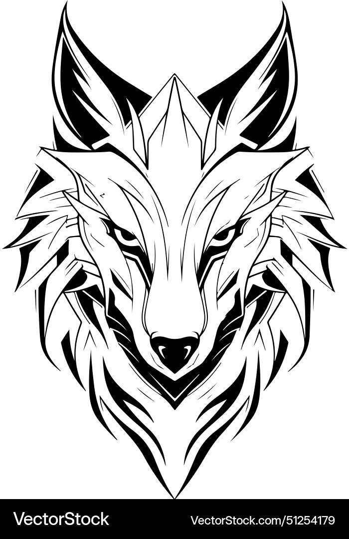 A black and white drawing of wolf the has Vector Image