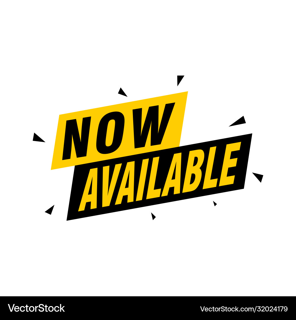 Available now label badge seal or burst flat icon Vector Image