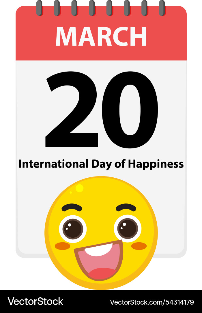 Calendar page with a smiling emoji face Royalty Free Vector