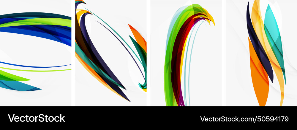 Colorful wave lines poster set for wallpaper Vector Image