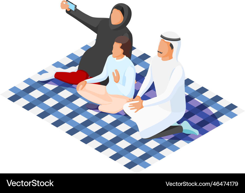 Isometric arabic family Royalty Free Vector Image