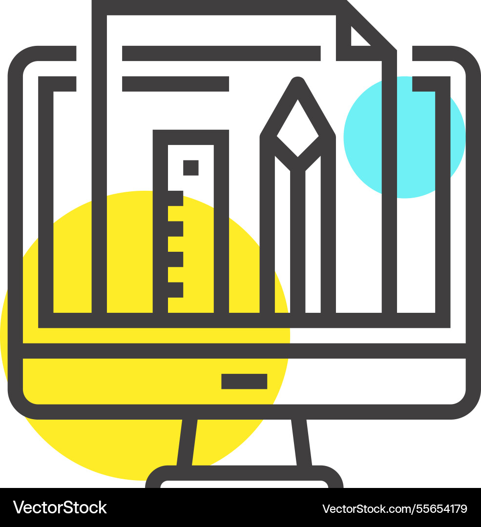 Online education flat line web icon concept Vector Image