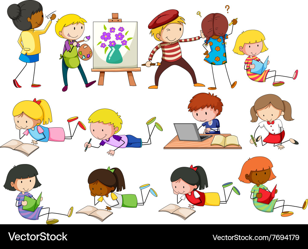 People doing different activities Royalty Free Vector Image
