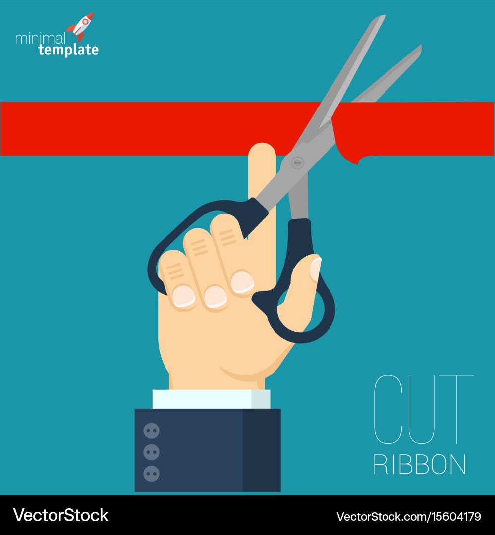 Red ribbon cutting Royalty Free Vector Image - VectorStock