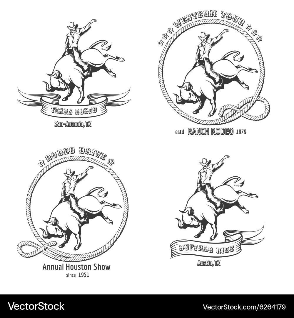 Rodeo emblem set Royalty Free Vector Image - VectorStock