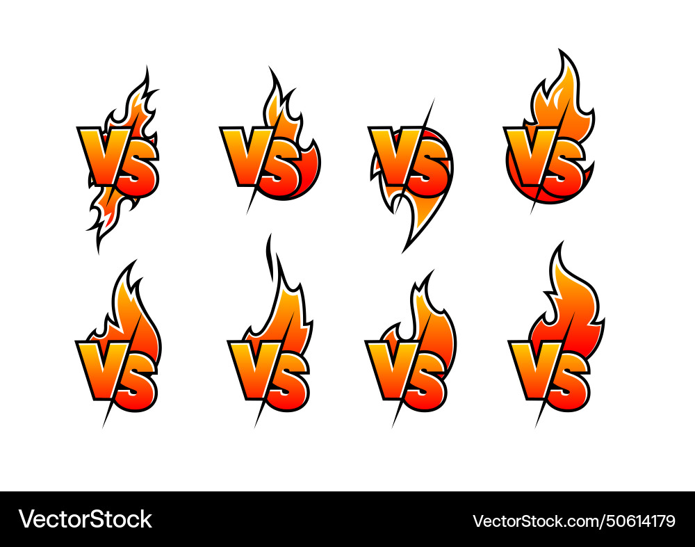 Versus sign surrounded by flames color symbol Vector Image