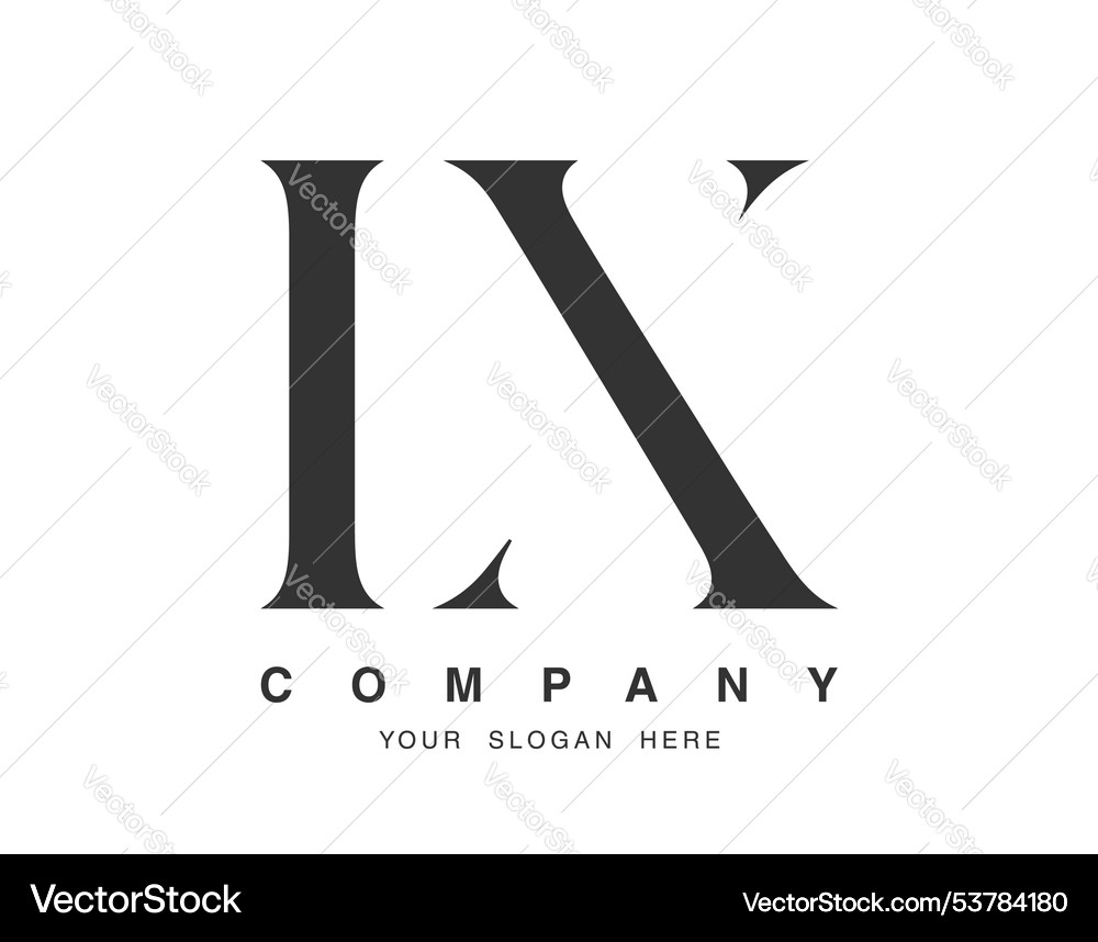 Ix logo design initial letter i and x serif font Vector Image