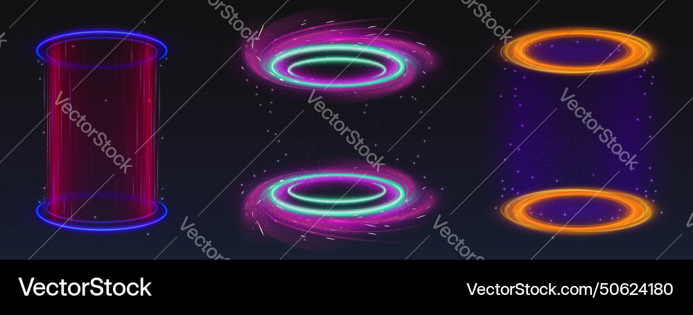 Magic neon glow portal for game ui design Vector Image
