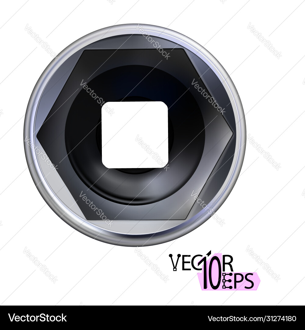 Realistic metal hexagonal socket isolated Vector Image