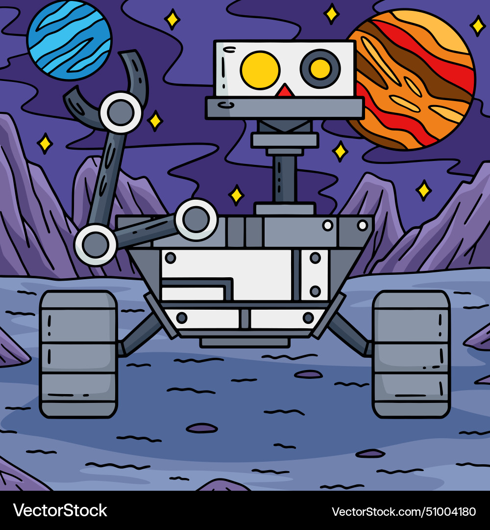Rover robot colored cartoon Royalty Free Vector Image