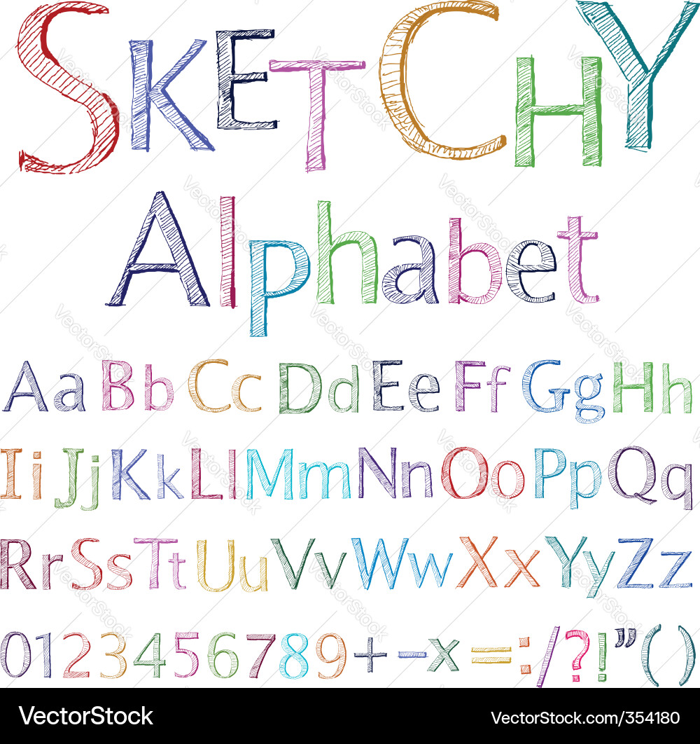 Sketchy alphabet Royalty Free Vector Image - VectorStock