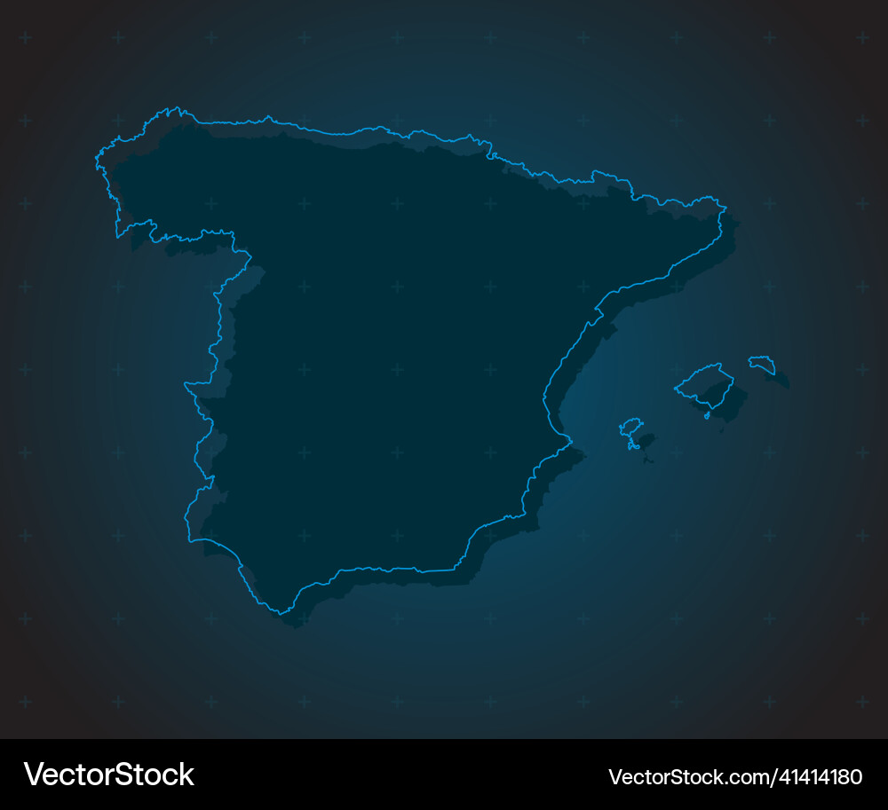 Template map outline spain on radar Royalty Free Vector