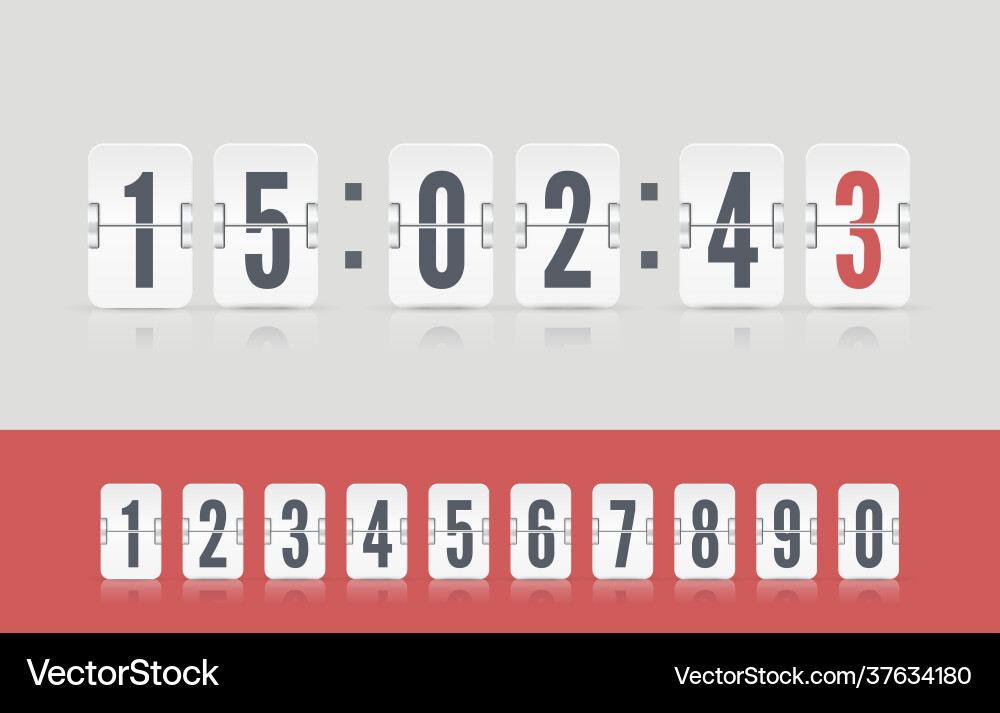 White scoreboard number font modern ui Royalty Free Vector