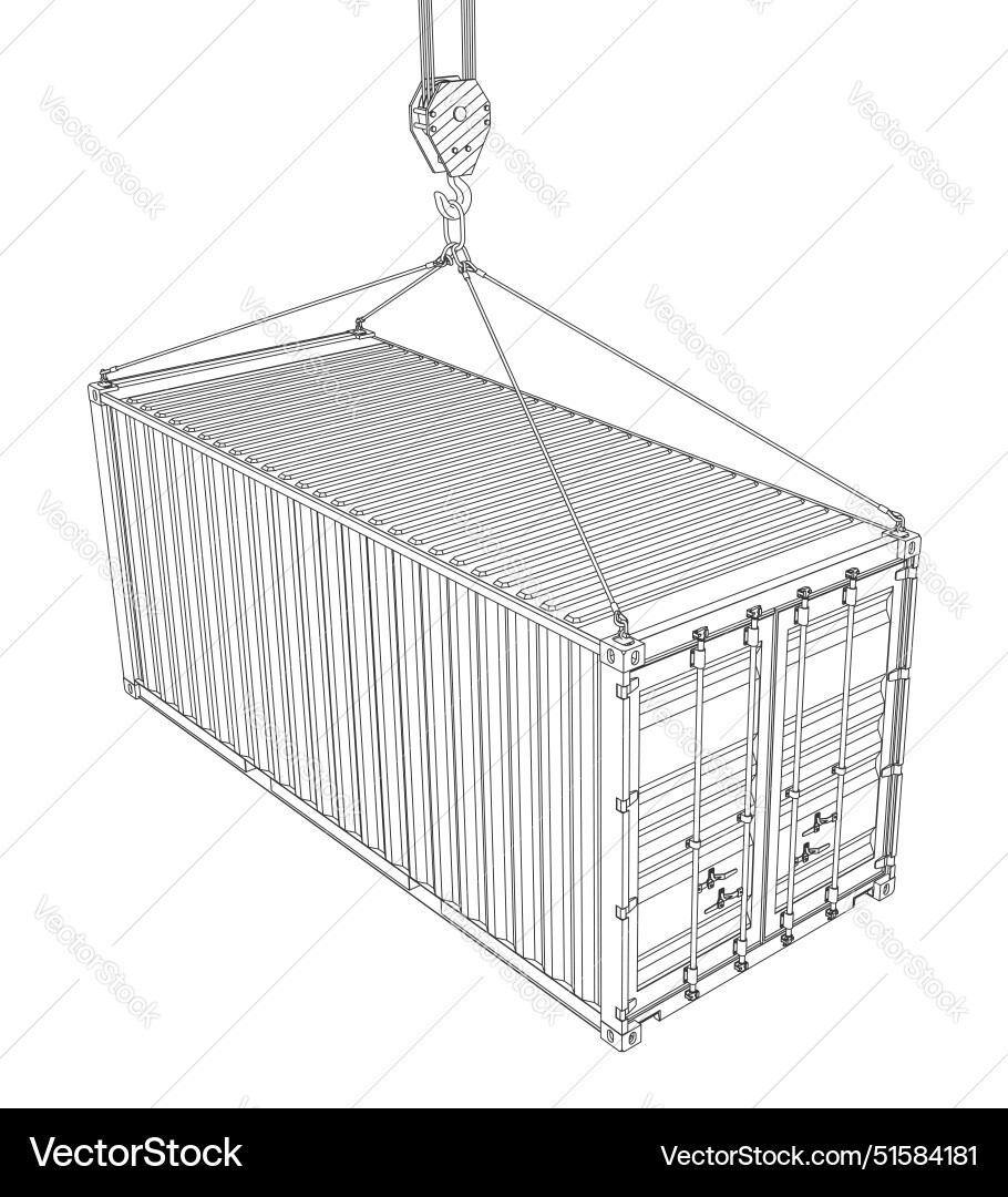20-foot shipping container hanging on a crane Vector Image