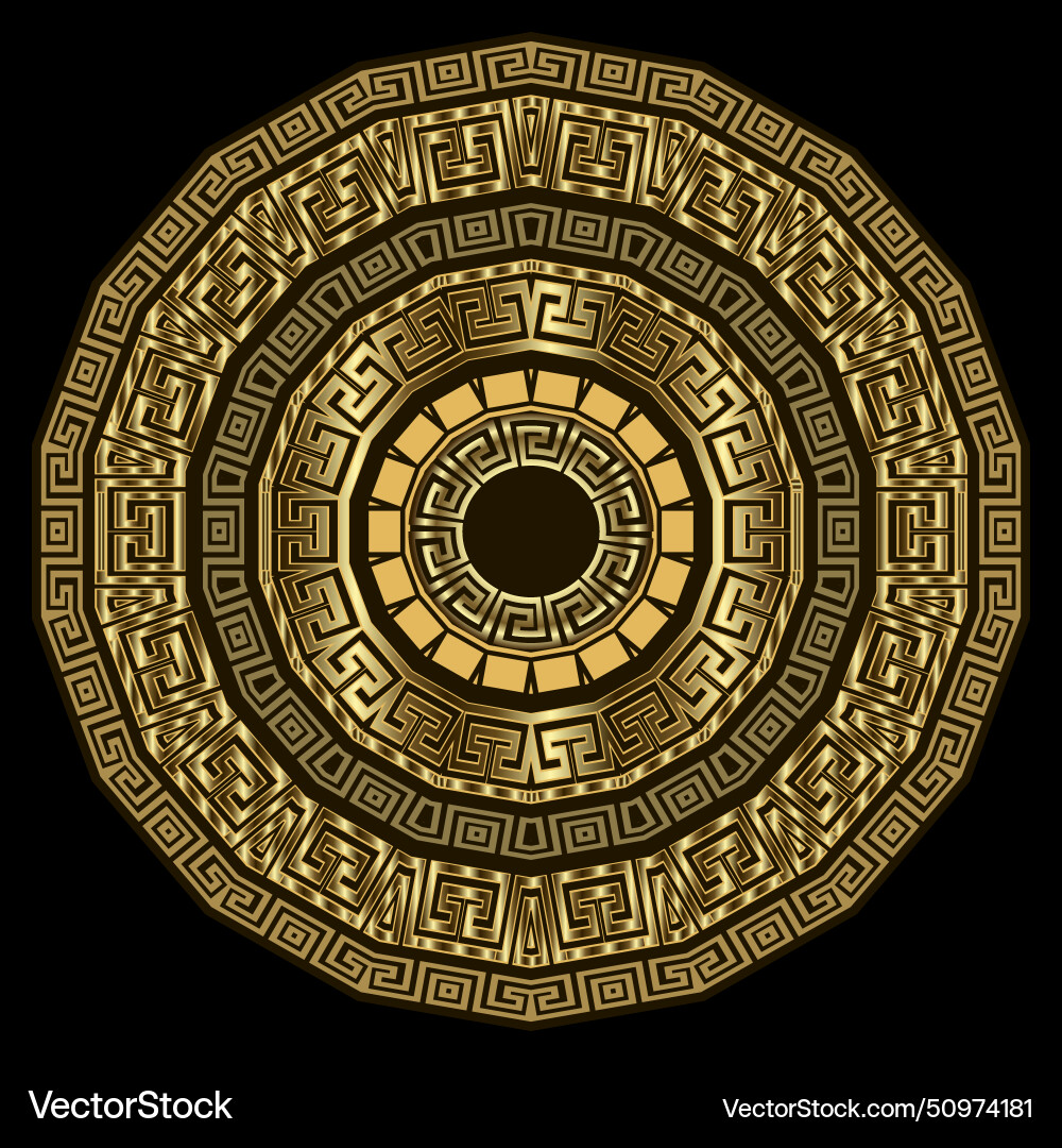 Beautiful gold ethnic greece ancient style round Vector Image