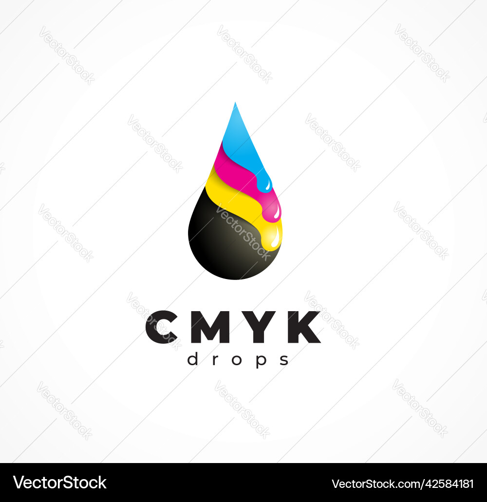 Cmyk drops logo template service print typography Vector Image
