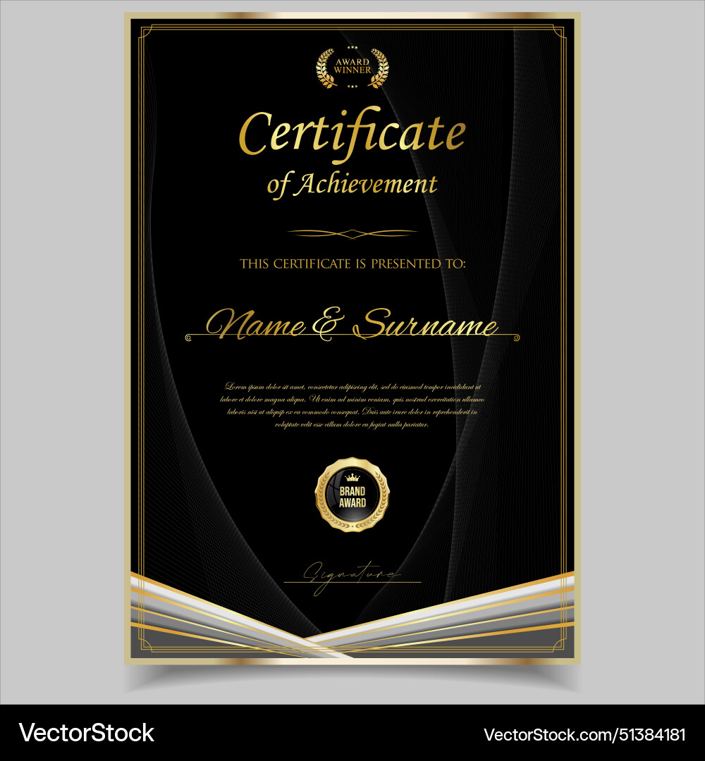 Retro Certificate Diploma Template Royalty Free Vector Image