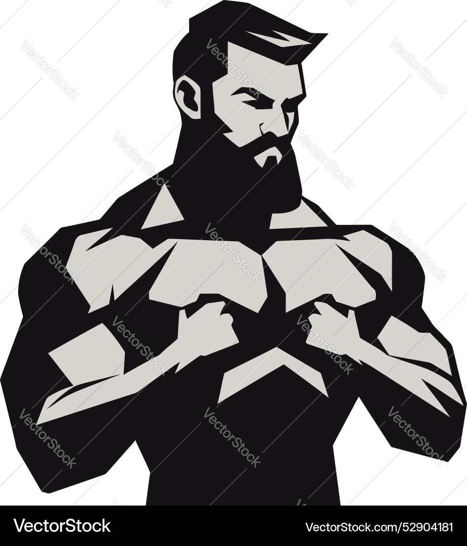 Strength unleashed black depiction of flexing Vector Image