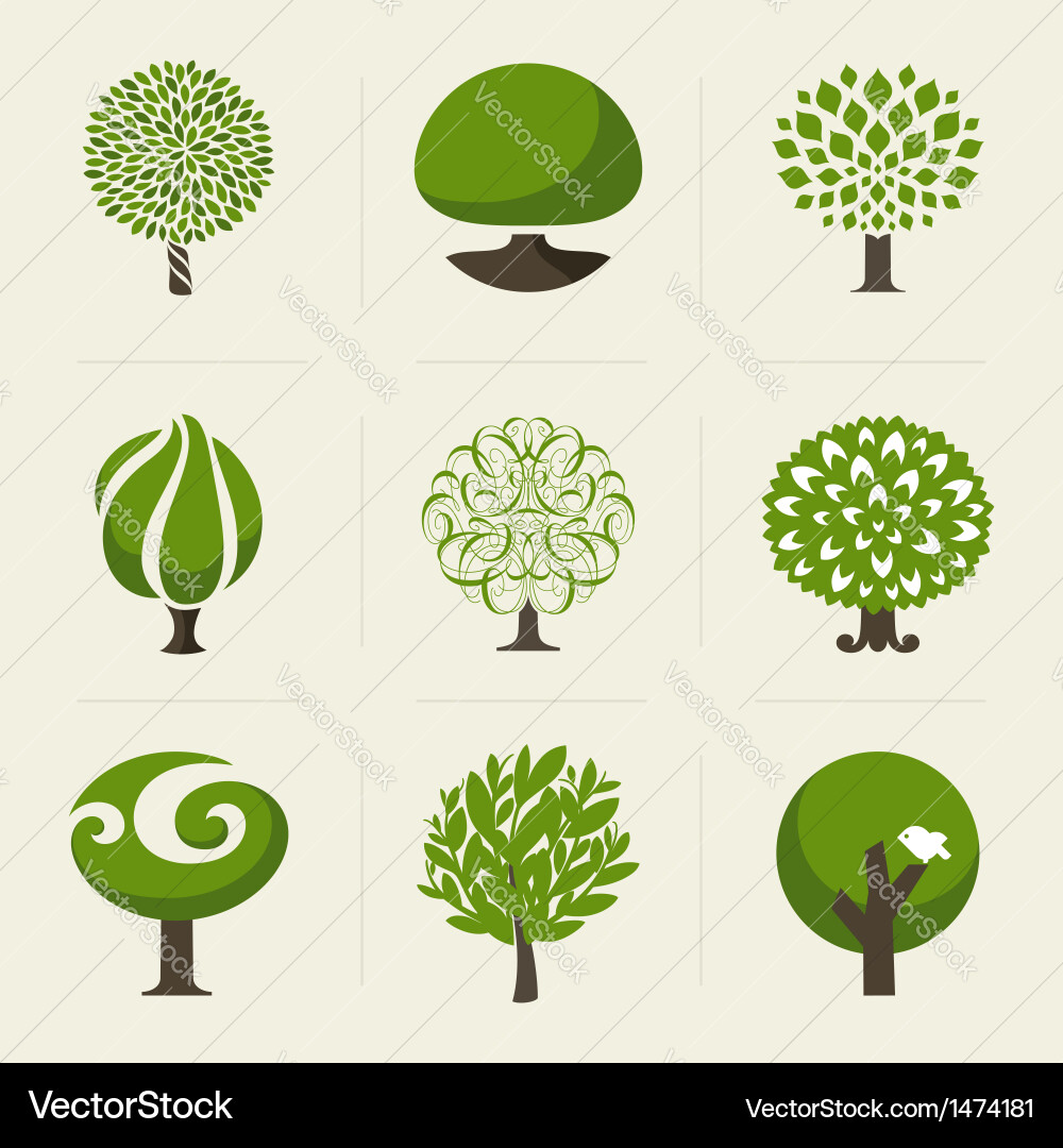 Tree Collection Of Design Elements Royalty Free Vector