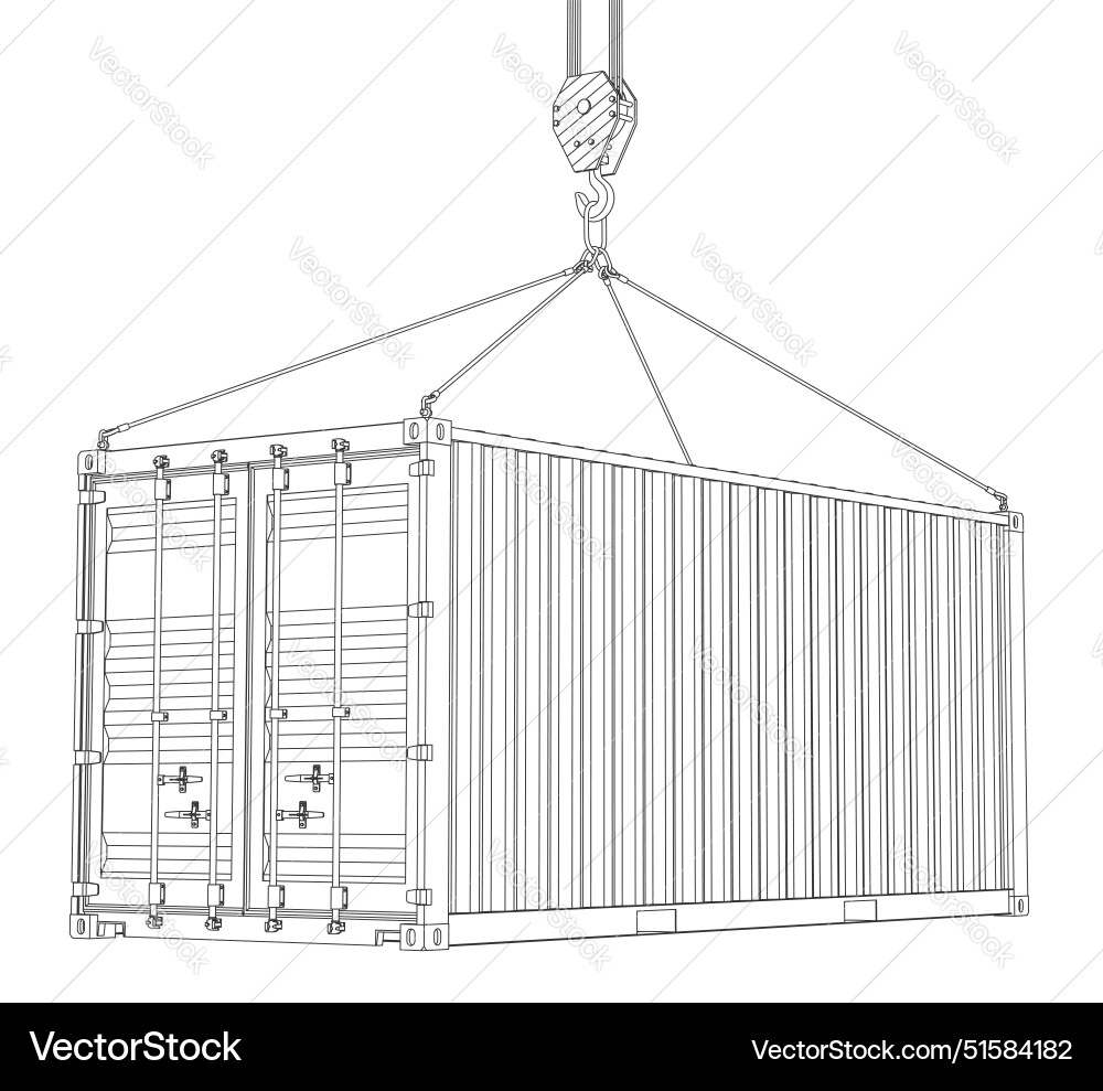 20-foot shipping container hanging on a crane Vector Image