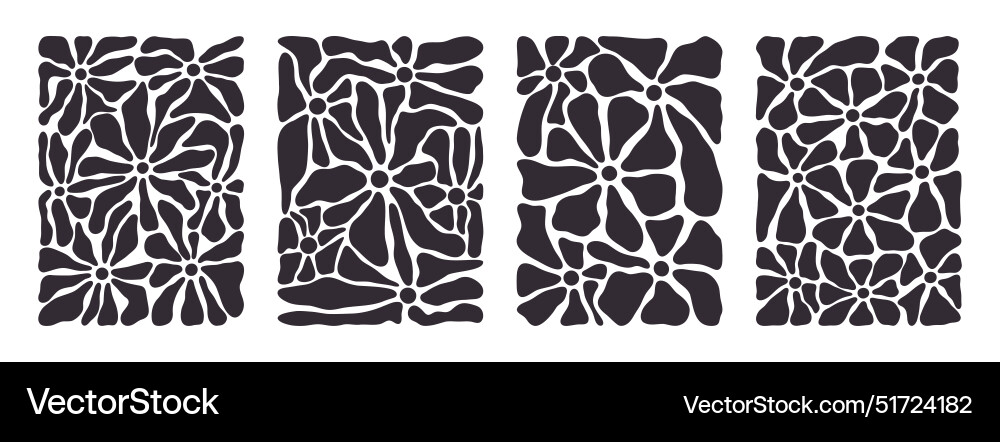 Abstract floral silhouettes design modern square Vector Image