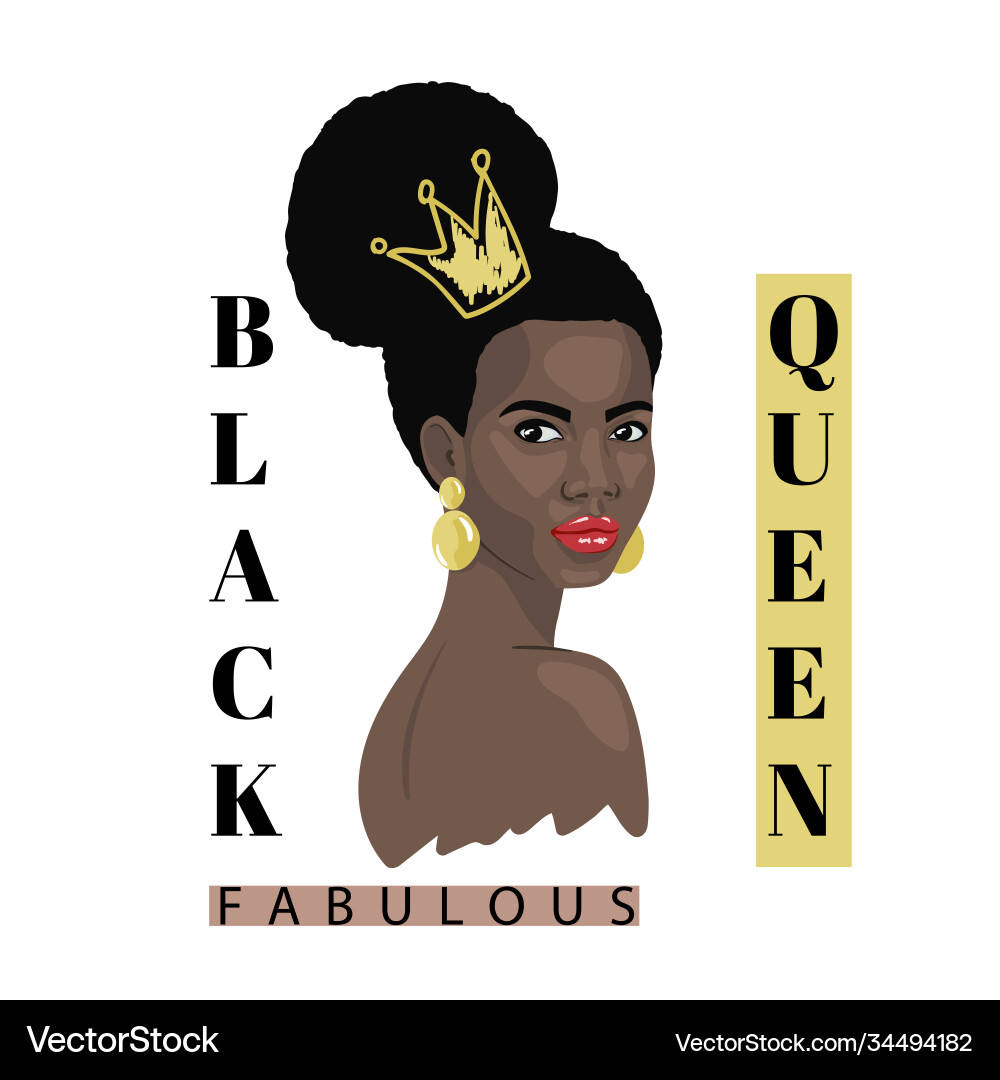 Black Queen Portrait - Regal Beauty Royalty Free Vector