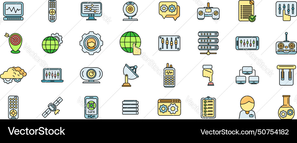 Control icon outline digital global Royalty Free Vector