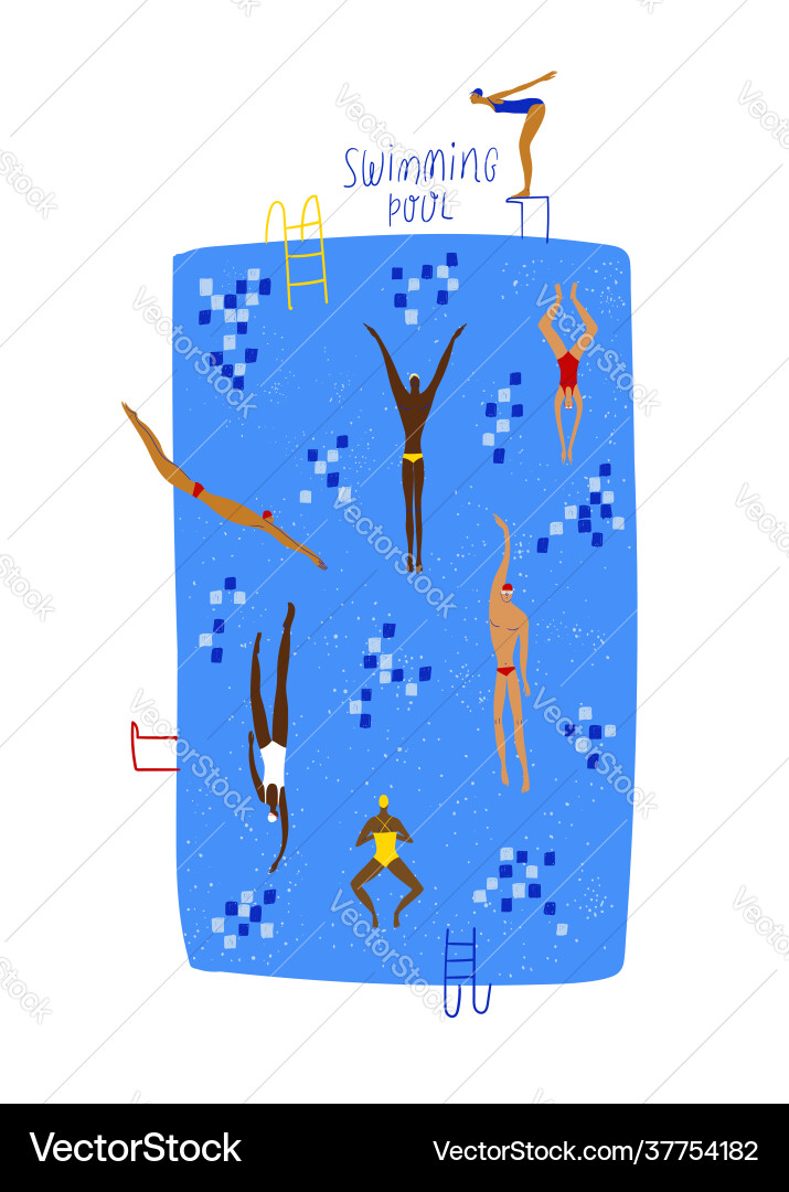 Funny cartoon swimming pool Royalty Free Vector Image