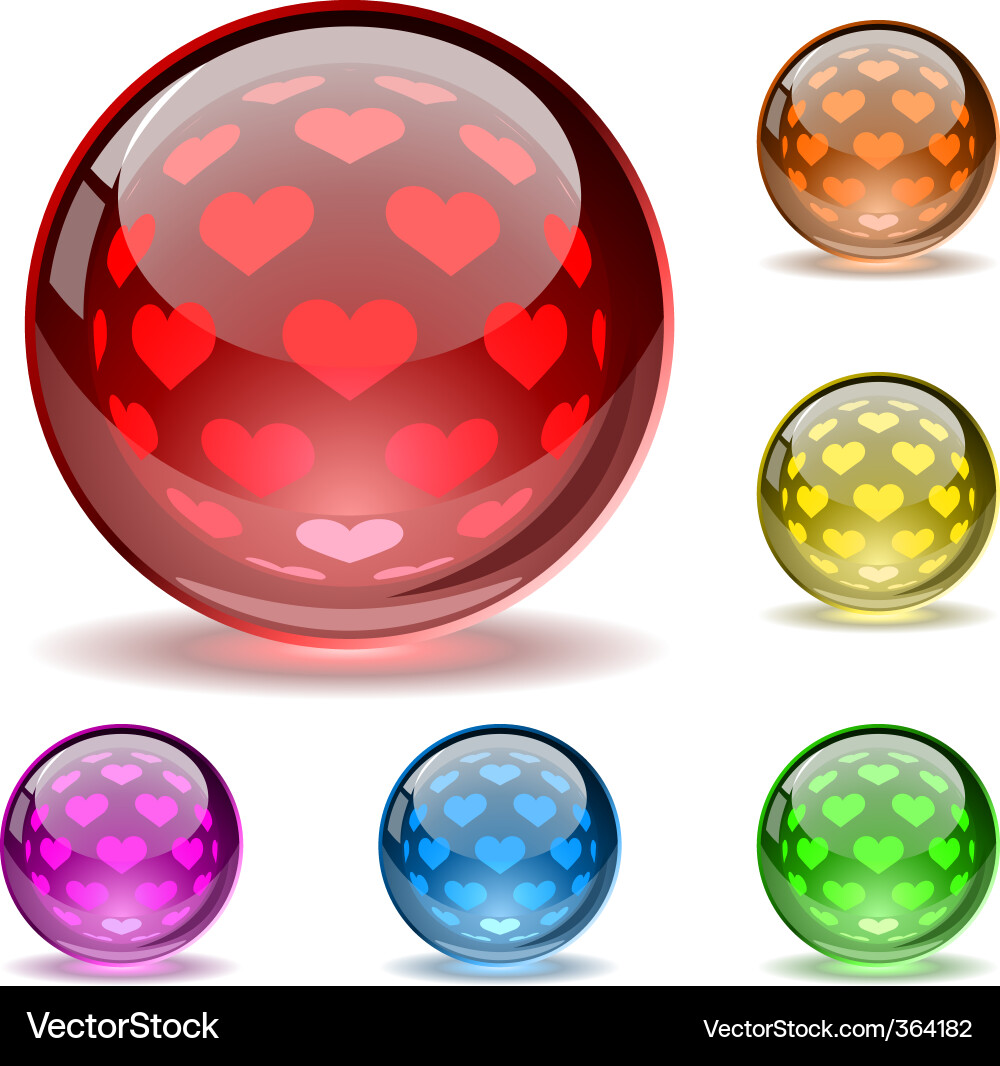 Glossy Heart Globes Royalty Free Vector Image - VectorStock