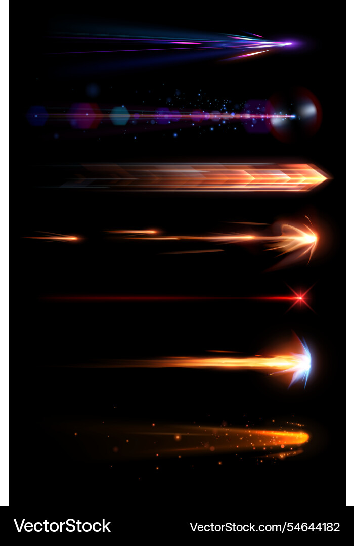 Motion light effects on black background Vector Image