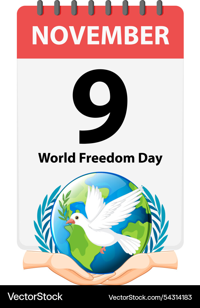 Calendar page with dove and globe Royalty Free Vector Image