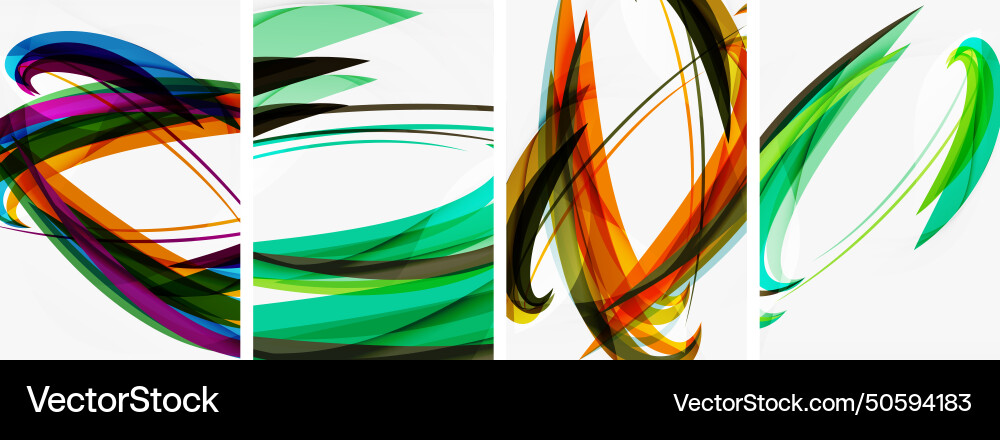 Colorful wave lines poster set for wallpaper Vector Image