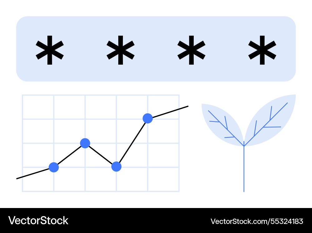 Data growth chart with progress line Royalty Free Vector