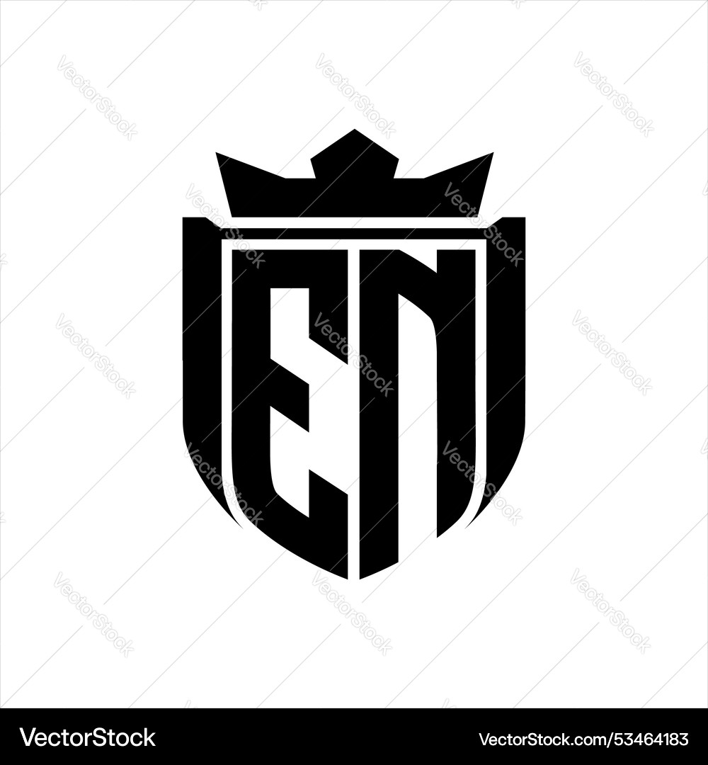 En logo with shield shape geeometric crown Vector Image