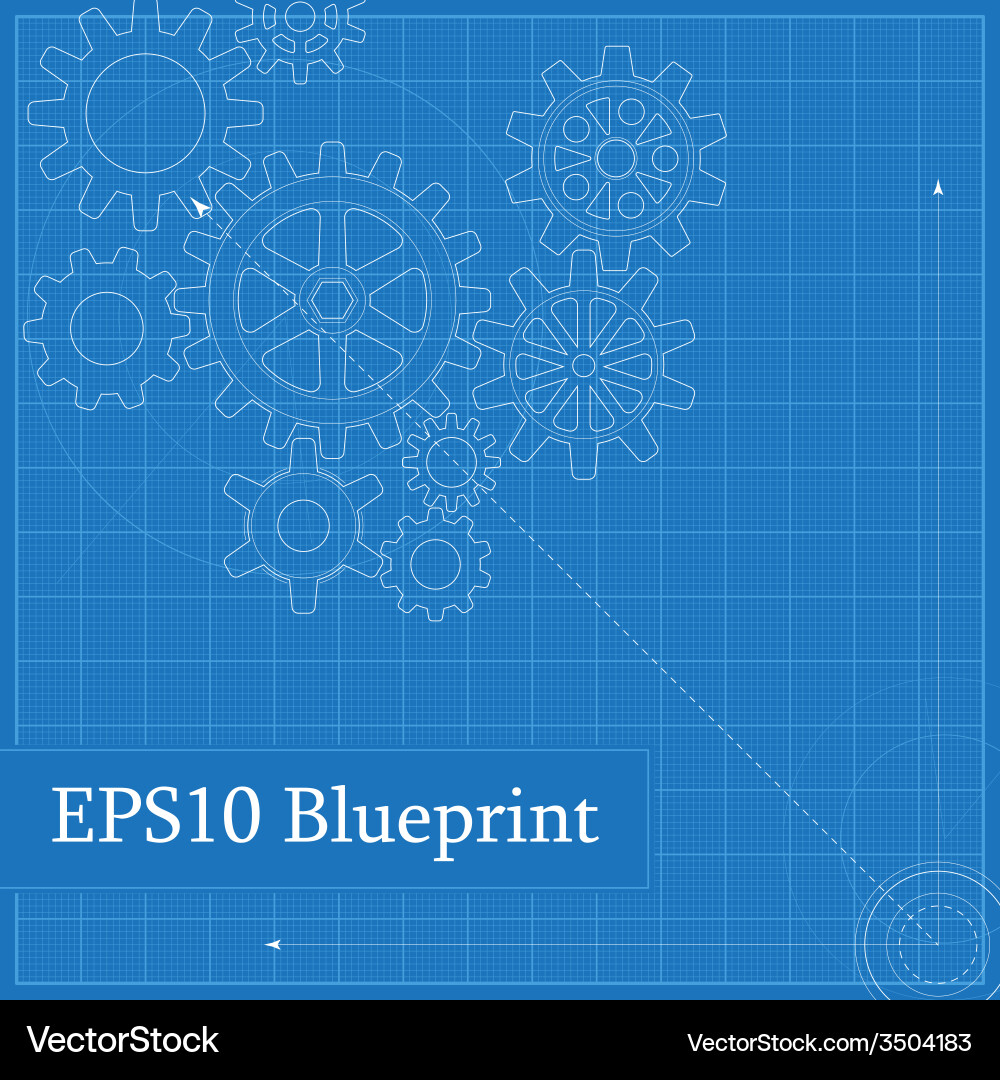 Gear Blueprint Schematic Royalty Free Vector Image